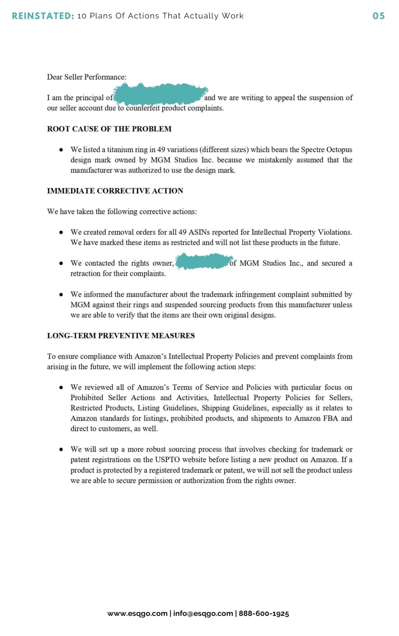 Amazon Templates and Plan of Action (POA) | ESQGo, PC